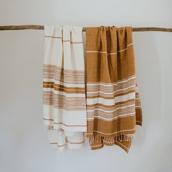 Ecru Adwa Woven Bath Towel - Ochre | Made by Artisans