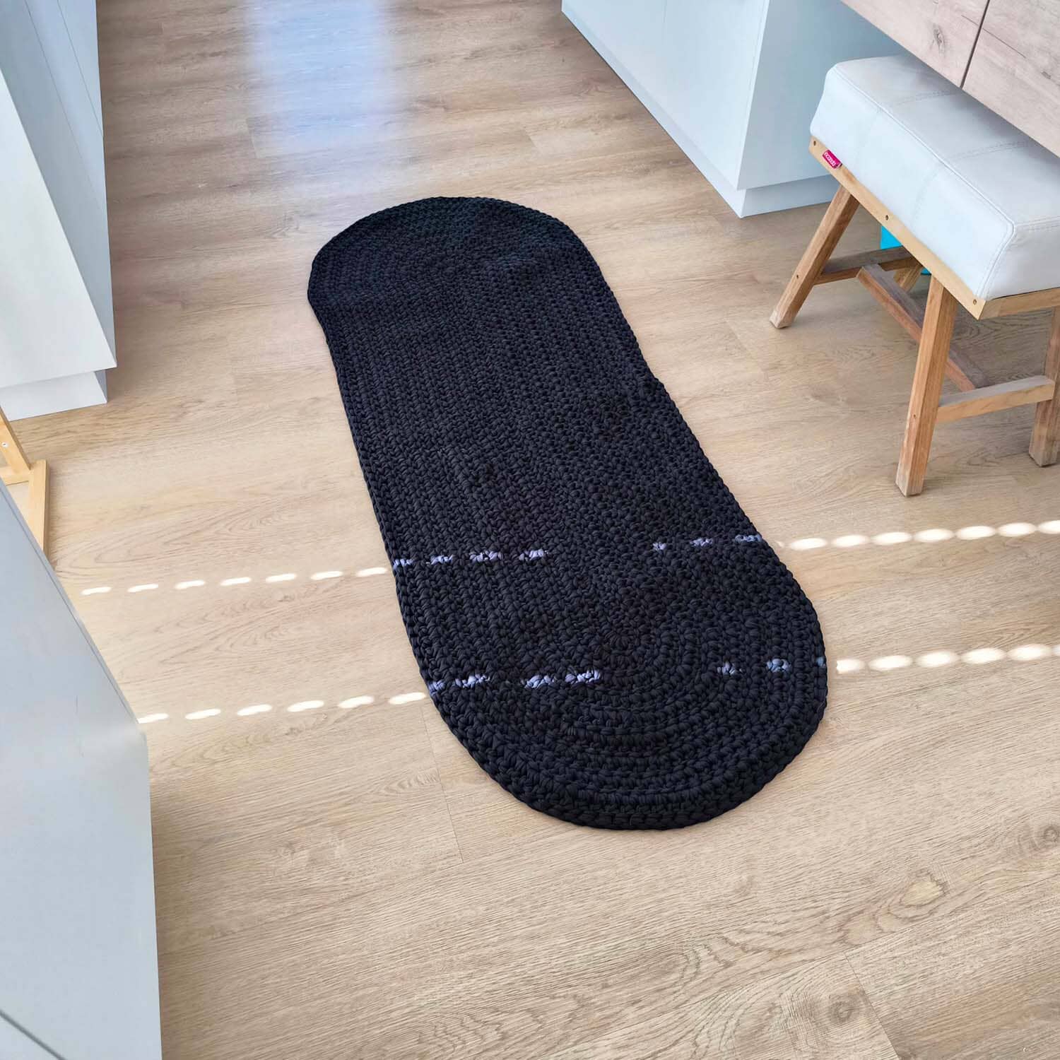 MBA Black Cotton Crochet Oval Runner | Made by Artisans